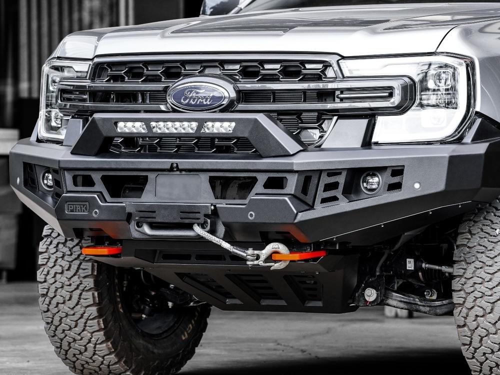 PIAK Genesis Non Loop Bull Bar Orange Recovery Points Black Bash Plate ...