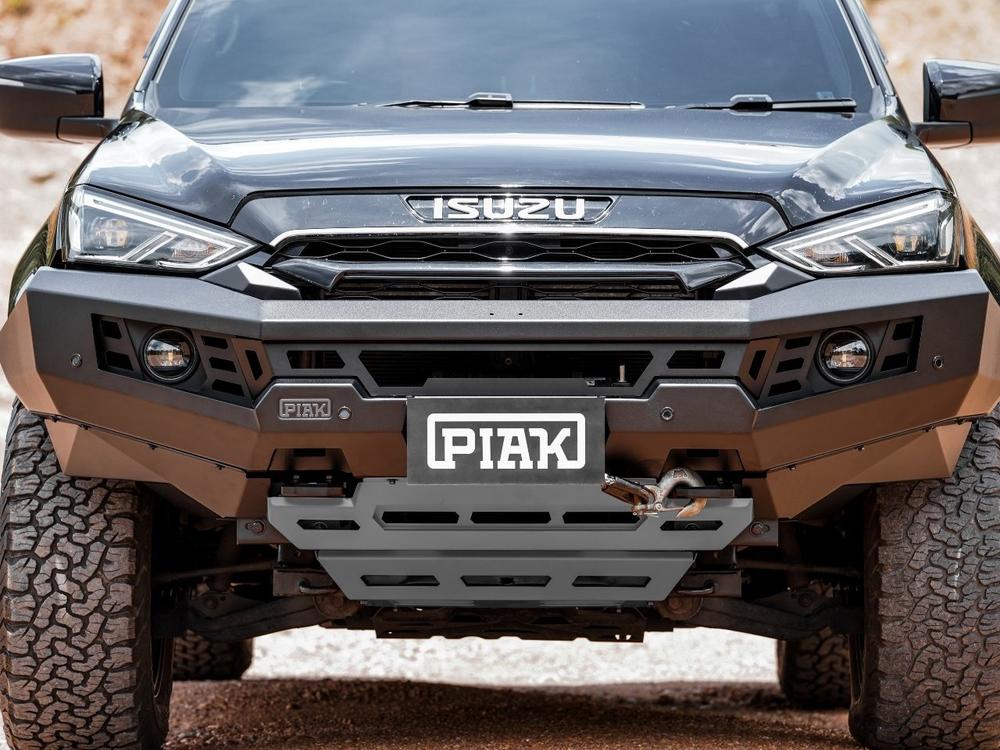 PIAK Genesis Non Loop Bull Bar Black Recovery Points Grey Bash Plate ...