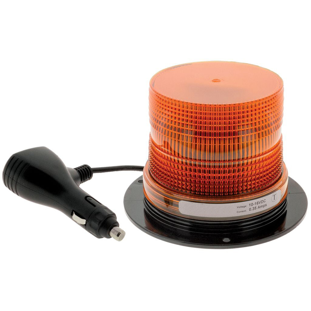 LED AMBER STROBE BEACON 12V PLASTIC MAGNETIC MOUNT 28x SEL FLASH ...
