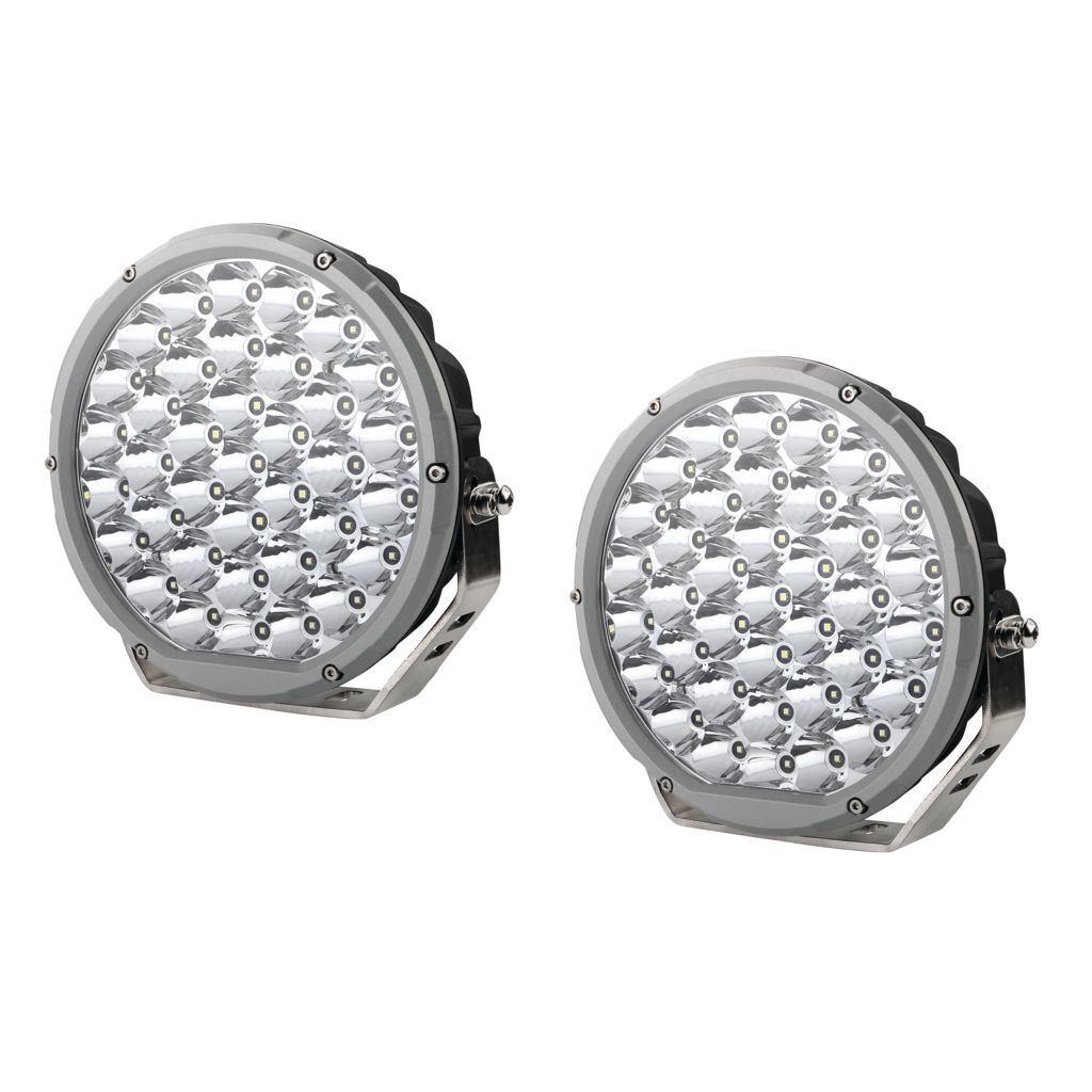 9inch Round LED Driving Lights - Pair - Silver Bezel