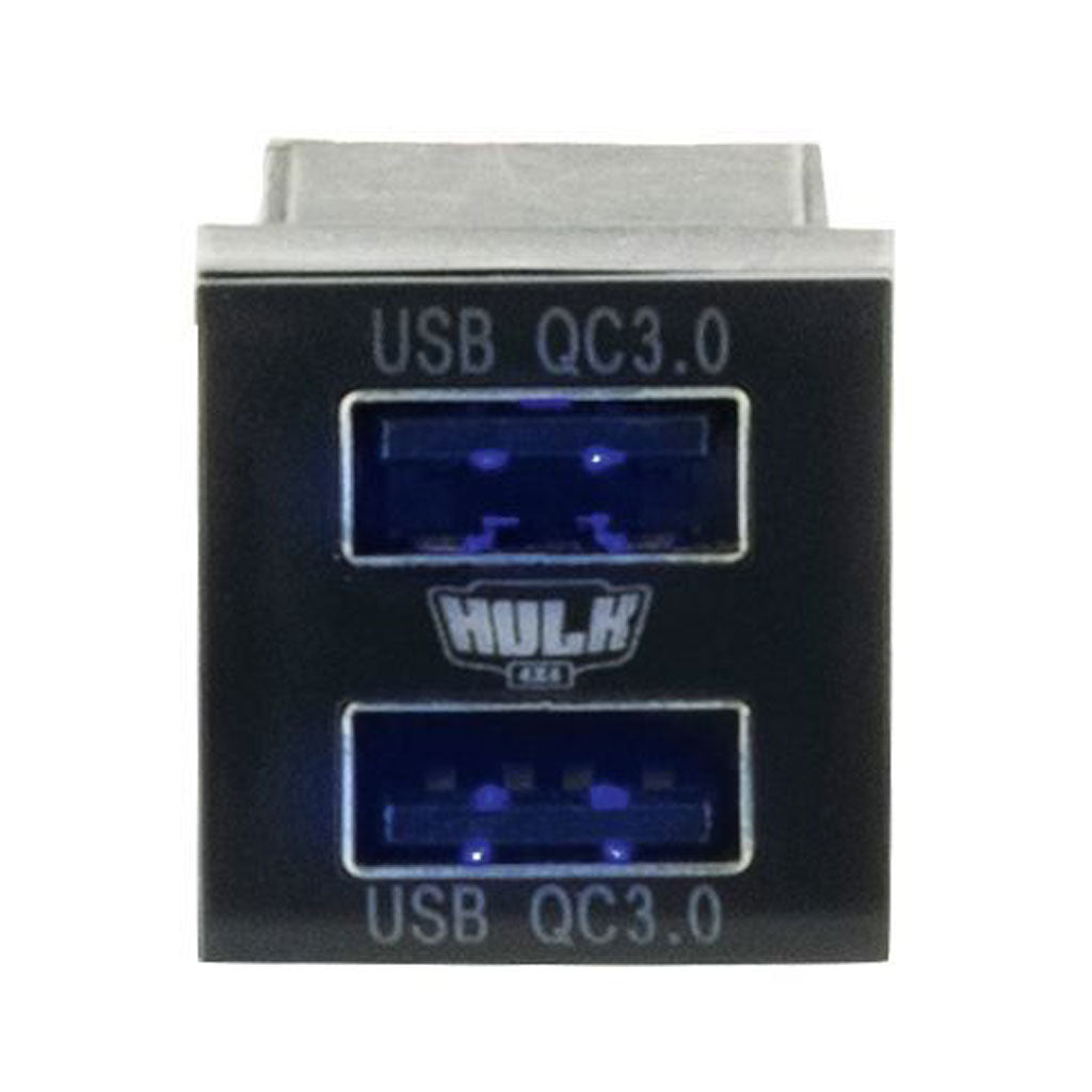 SUITABLE FOR TOYOTA NEW SQUARE DUAL QC3 USB SOCKET BLUE ILLUM 12V